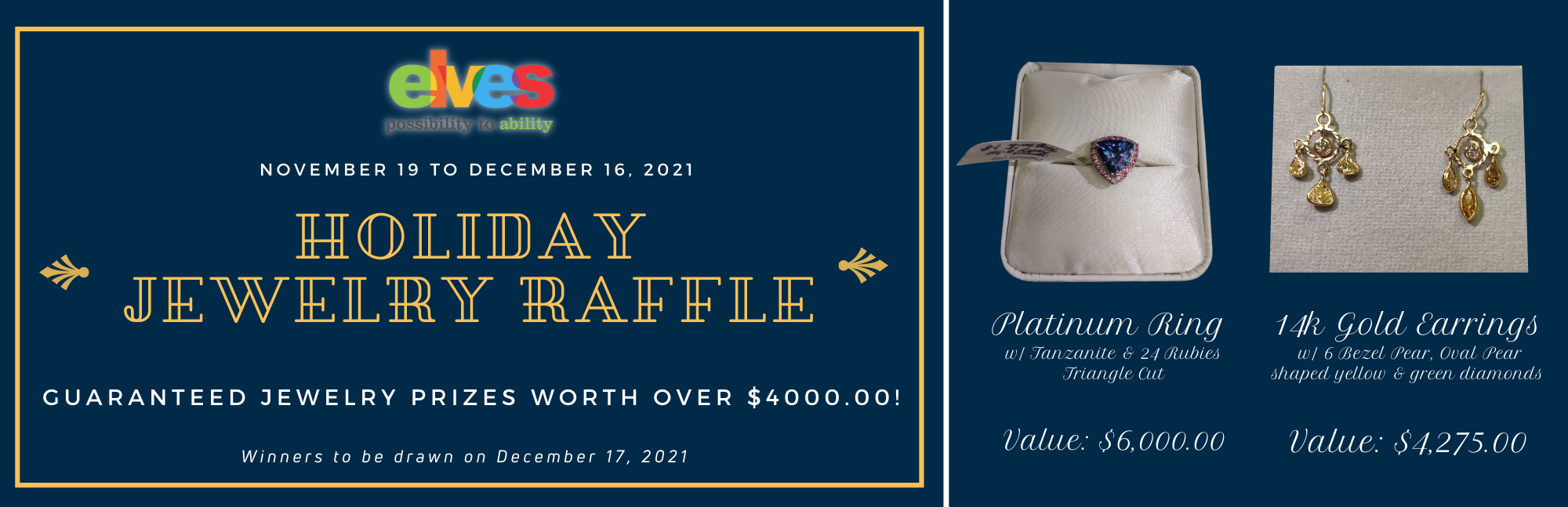 Holiday Jewelry Raffle – Elves Special Needs Society